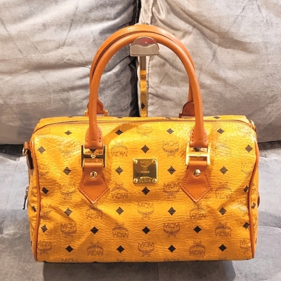 MCM | Bags | Vintage Mcm Visetos Signature Monogram Congac Pebbled ...